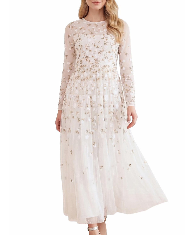 NEEDLE & THREAD Needle & Thread Trailing Roses Long Sleeve Maxi Gown